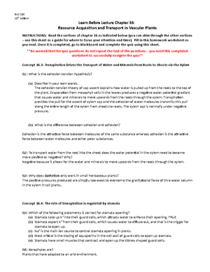 Exam 4 Sp20 - Professor Micheal Jorgensen - Exam 4 BIOLOGY 106 Spring ...