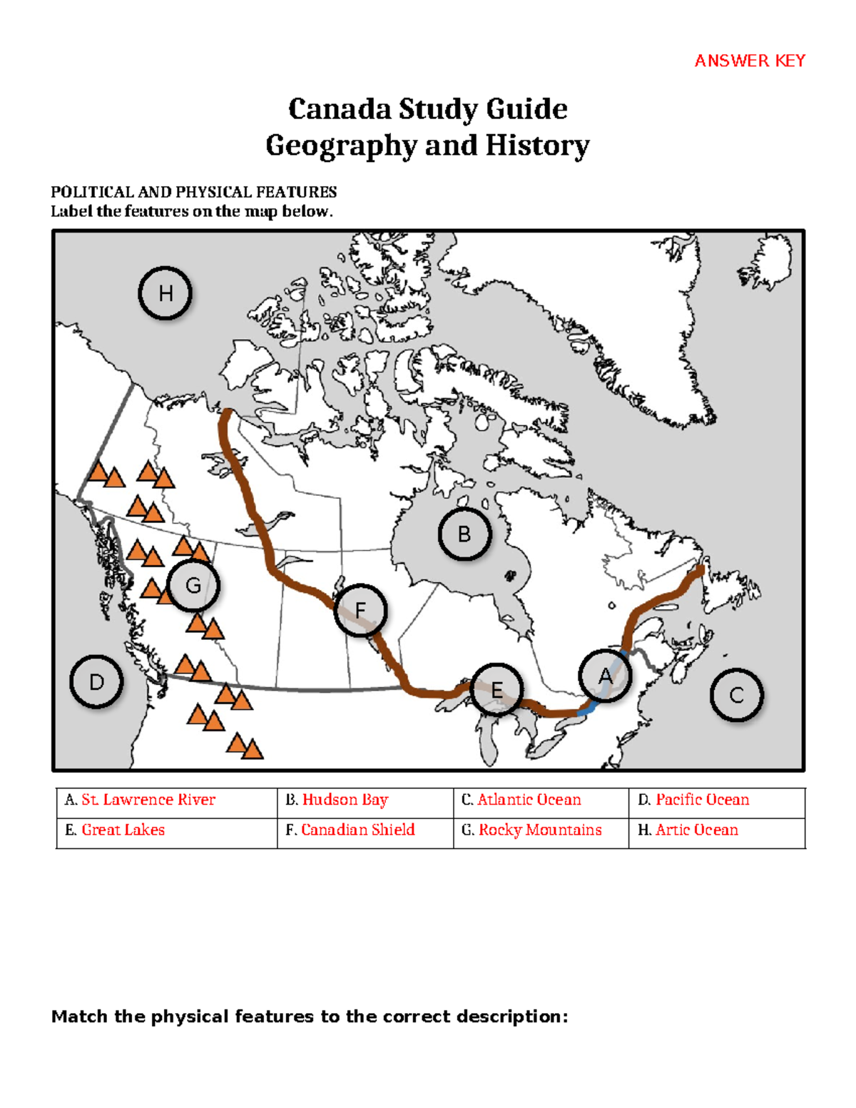 Canada Summative Advanced Study Guide KEY 2022-2023 - ANSWER KEY Canada ...