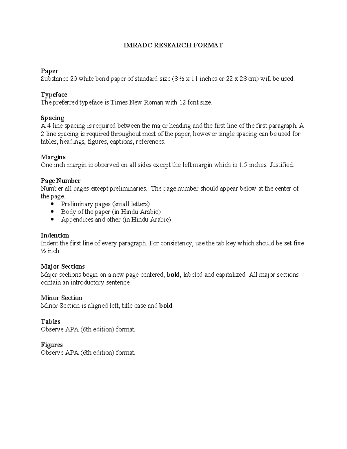 Research- Format - IMRADC RESEARCH FORMAT Paper Substance 20 white bond ...
