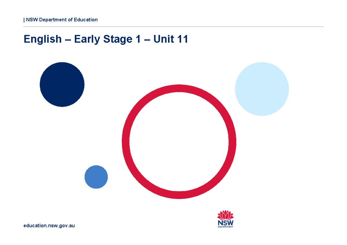 English es1 unit 11 - | NSW Department of Education English – Early ...