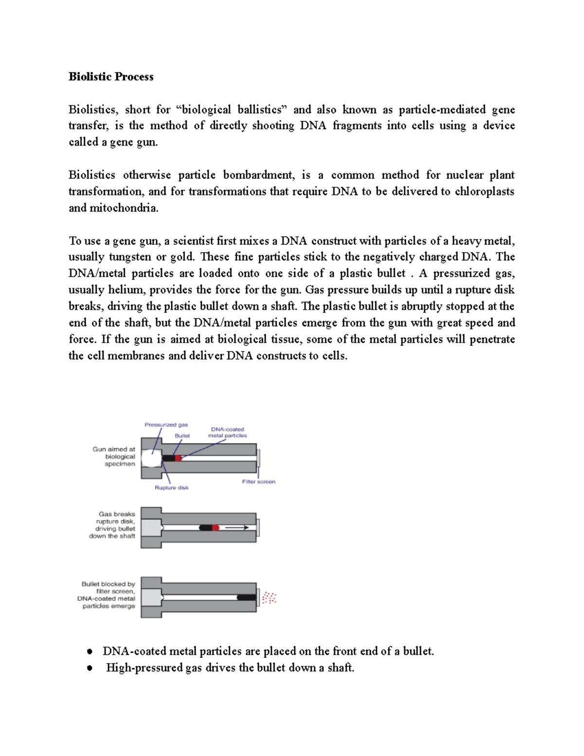 Biolistic Process - Biolistic Process Biolistics, short for “biological ...