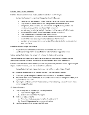 Nutrition for Health: Chapter 2 Notes - Designing a Healthy Eating ...