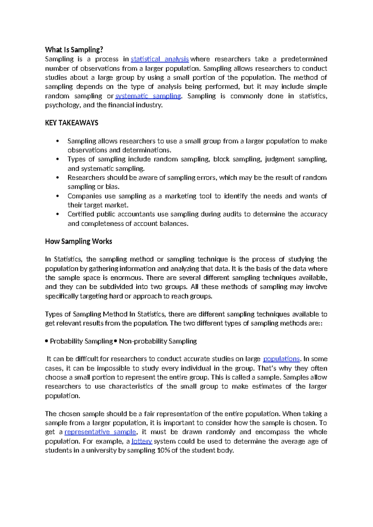 What Is Sampling - What Is Sampling? Sampling is a process in ...