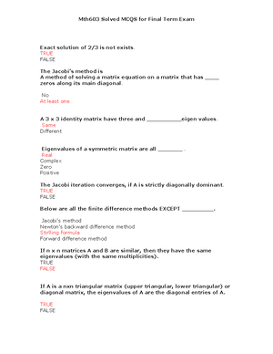 MTH603 Solved MCQs Final Term By Junaid - MTH603-NUMERICAL ANALYSIS ...
