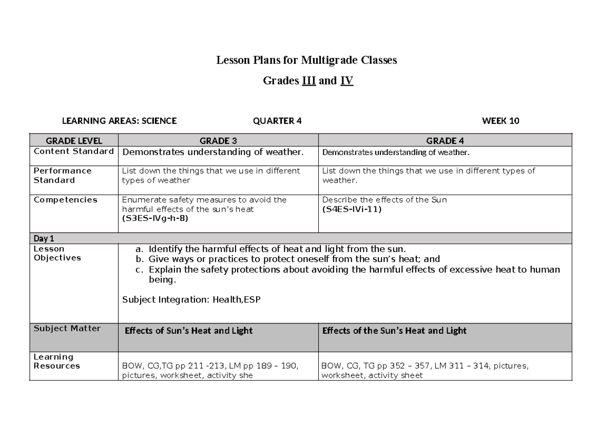 Lesson Plans for Multigrade Classes final (Recovered) - Lesson Plans ...