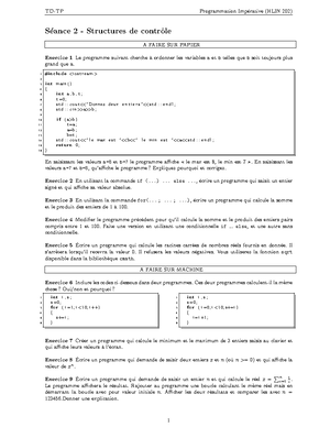 TD-TP 7-8 - TD Programmation Impérative - Programmation Imp´erative 1 ...
