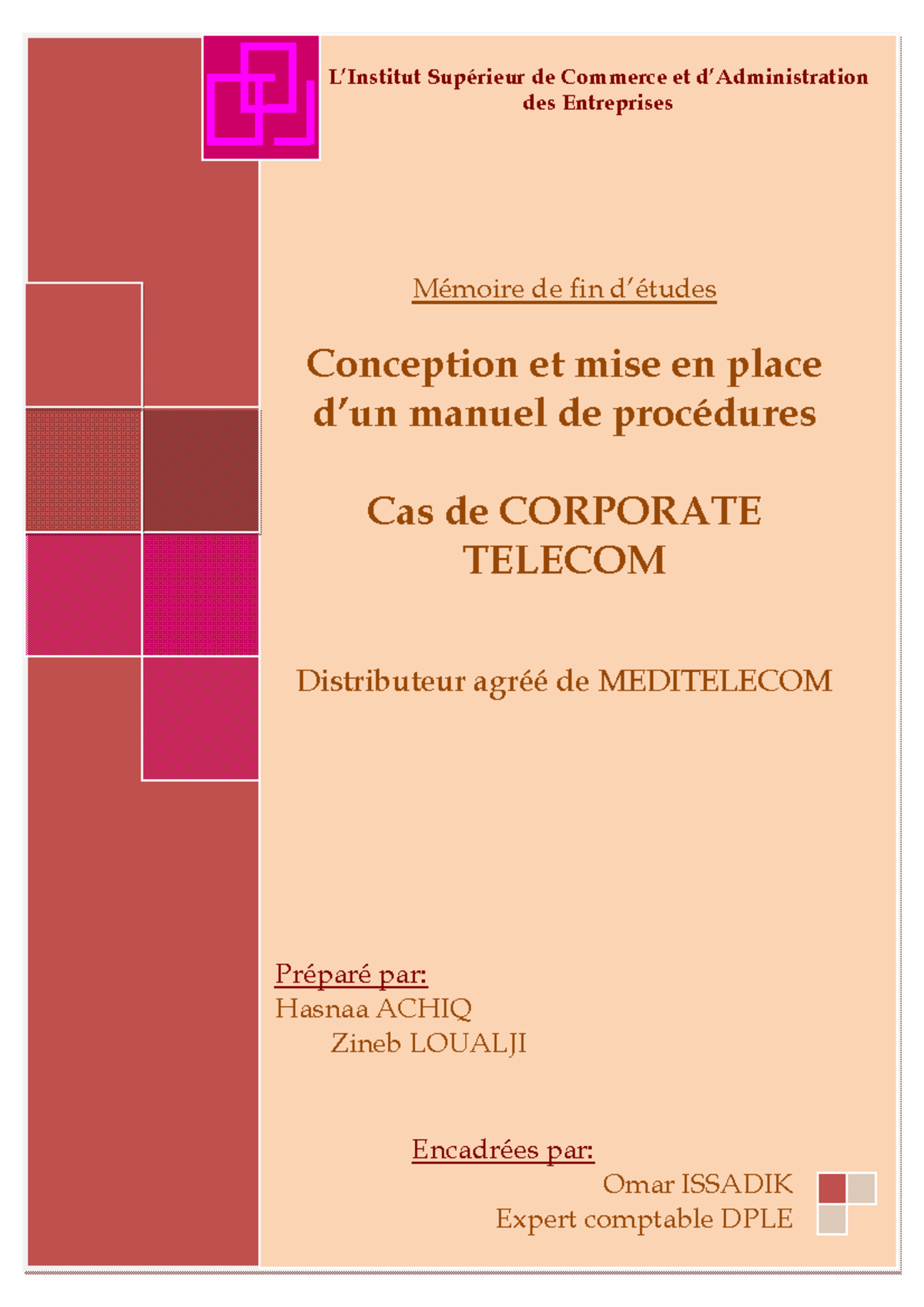 Conception et mise en place dun manuel de procédures cas de Corporate ...