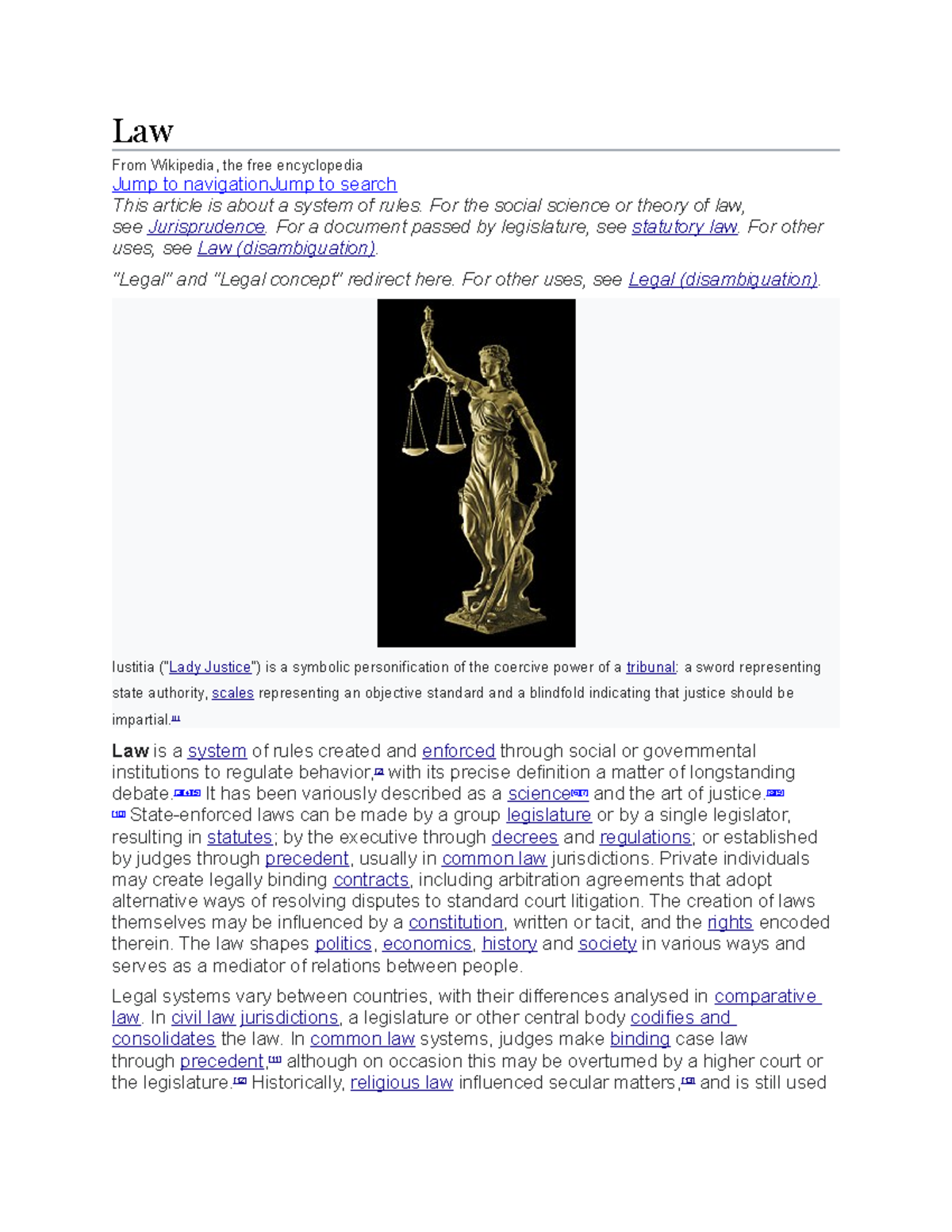 History of Law - Lecture notes 1 - Law From Wikipedia, the free ...
