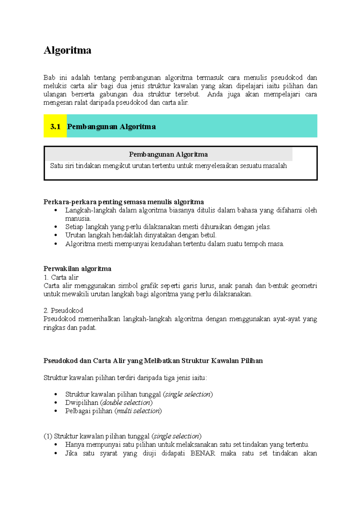 Algoritma - Class notes - Algoritma Bab ini adalah tentang pembangunan ...