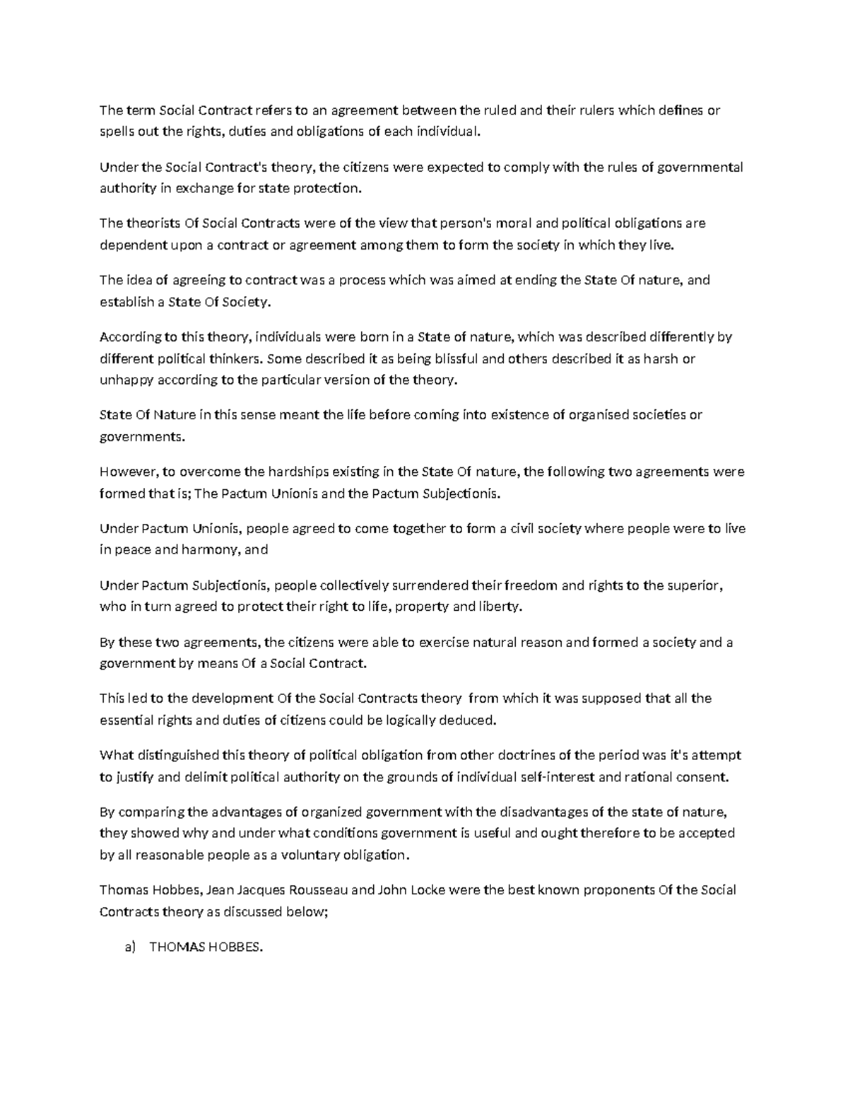 Social Contracts - Under the Social Contract's theory, the citizens ...