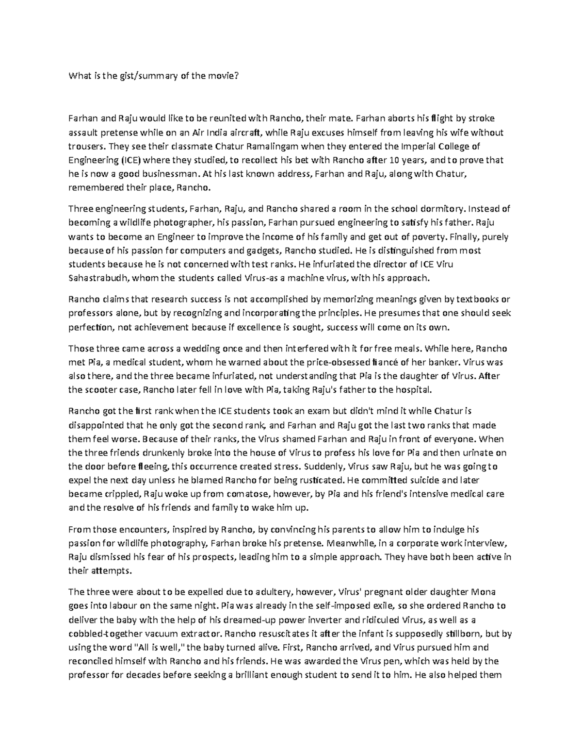 483233286-REED-docx - Hi, - What is the gist/summary of the movie ...