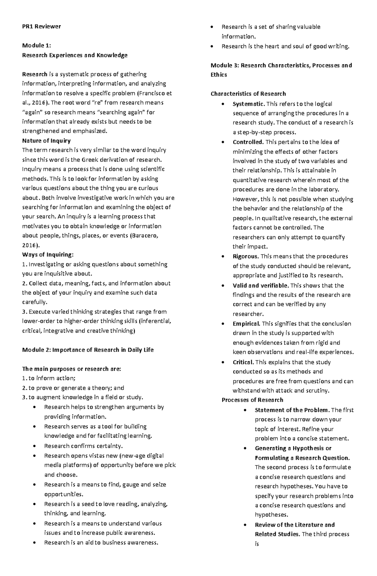 PR1-Reviewer - PR1 Reviewer Module 1: Research Experiences and ...