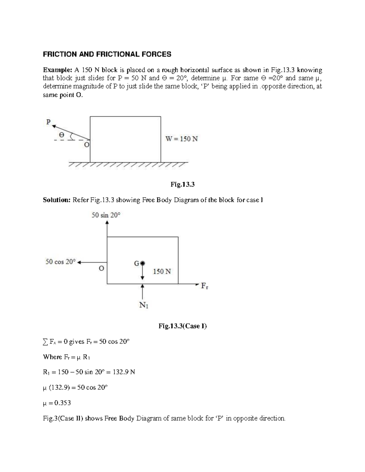 Chapter 5 - Module IN Friction - FRICTION AND FRICTIONAL FORCES Example ...