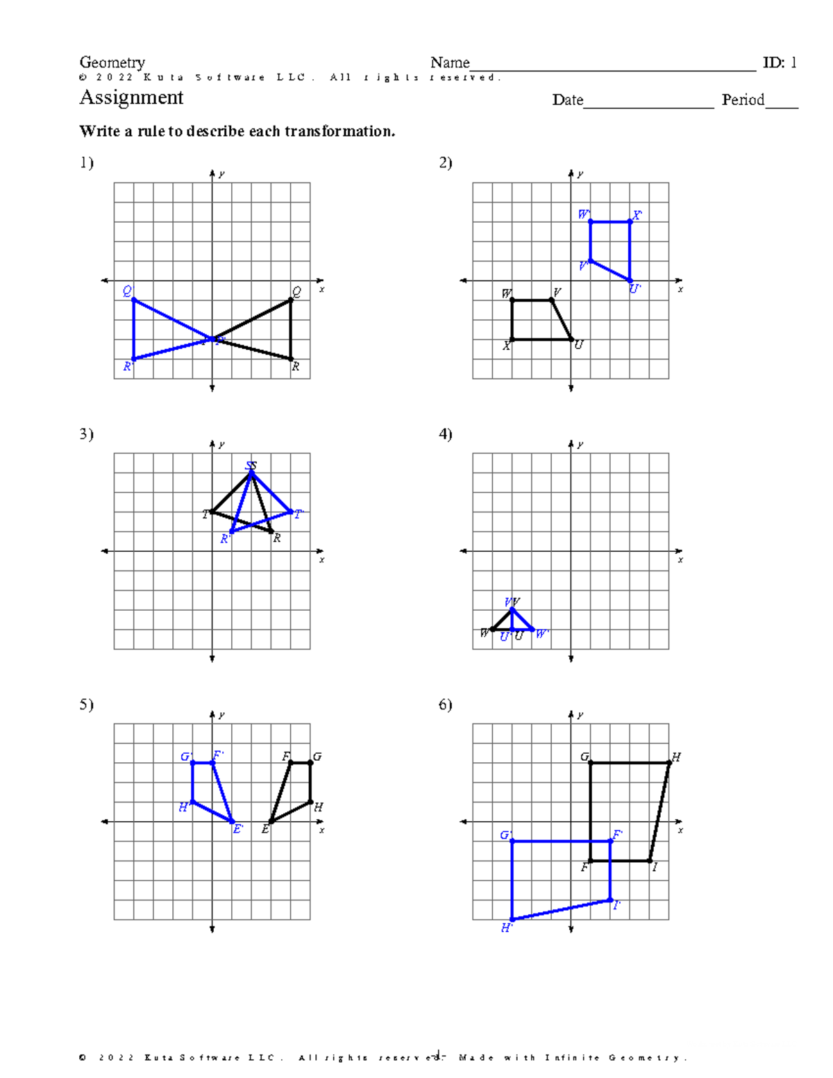 Assignment 2 - Reflections of shapes practice materials - ©B H 2 E 0 O ...