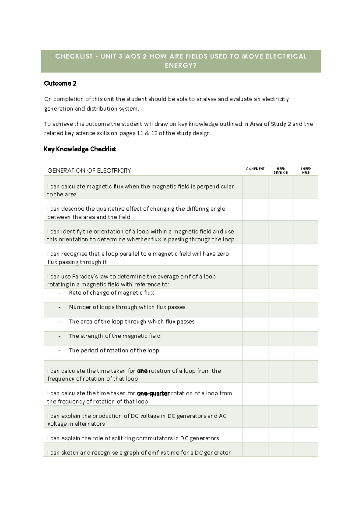 2023 Unit 3 AOS 2 Checklist - CHECKLIST - UNIT 3 AOS 2 HOW ARE FIELDS ...