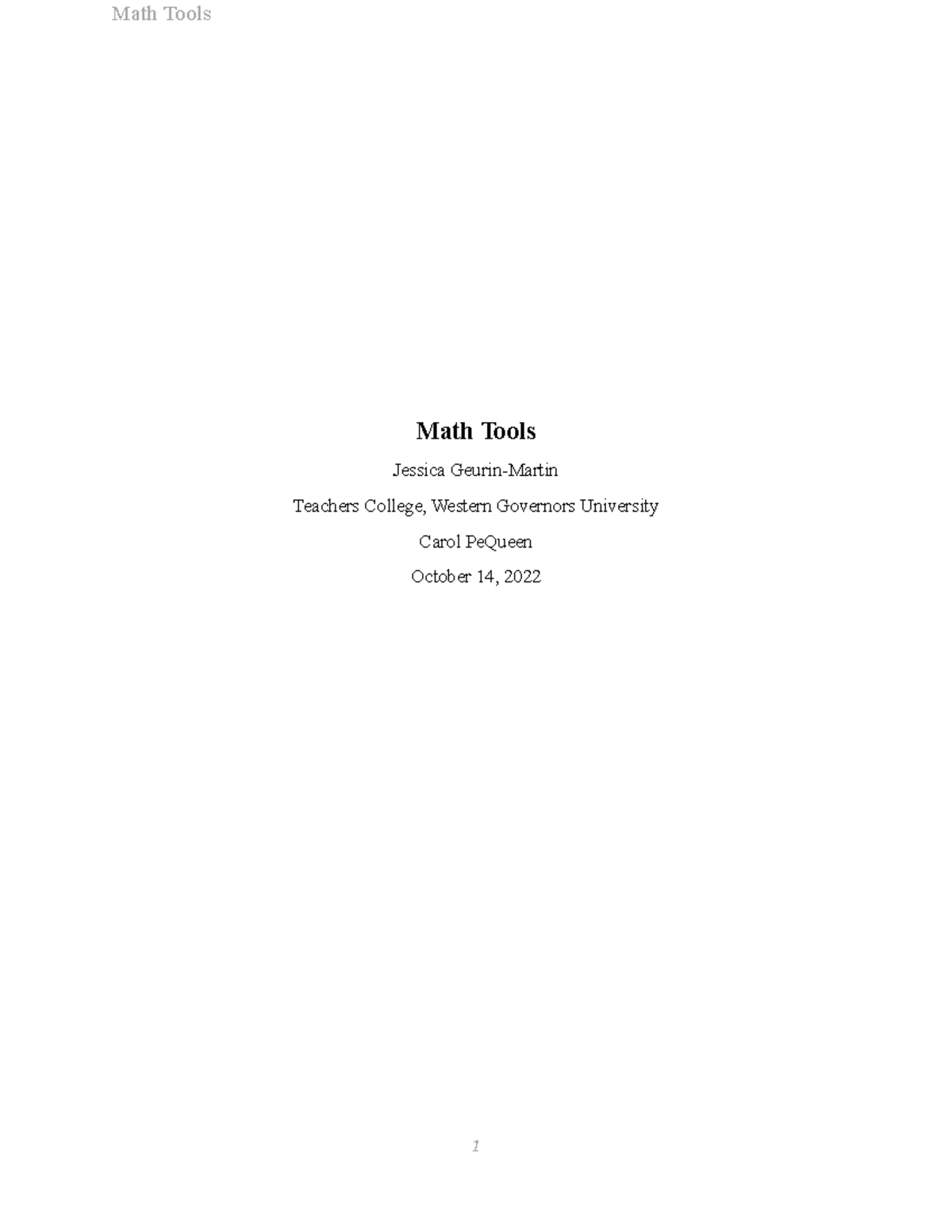 C109 lesson plan - Math Tools Assignment - Math Tools Jessica Geurin-Martin Teachers College ...