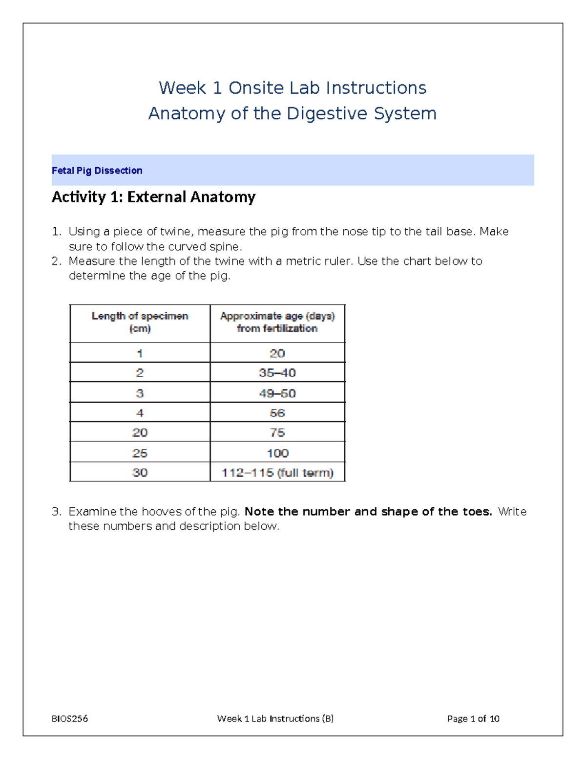BIOS256 Week 1 Onsite Lab - Week 1 Onsite Lab Instructions Anatomy of ...