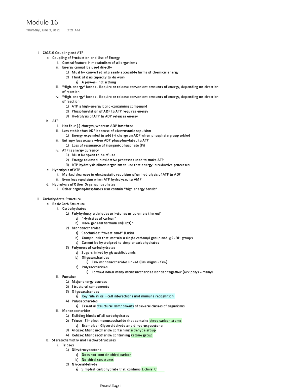 Module 16 ATP and Carb Structure - Ch15-Coupling and ATP Coupling of Production and Use of ...