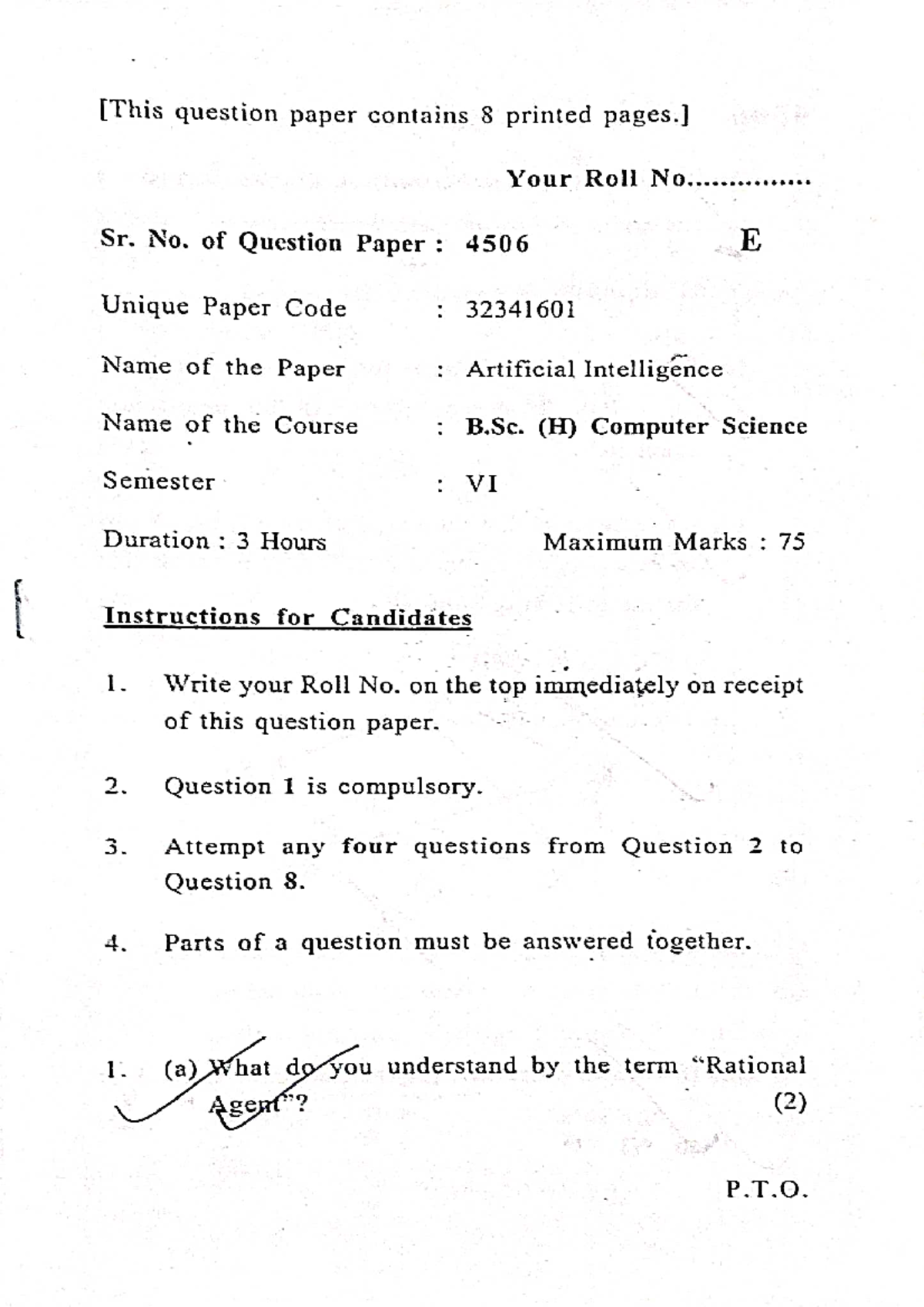 PYQ Artificial Intelligence 2023 - B.Sc(H)Computer Science - Studocu