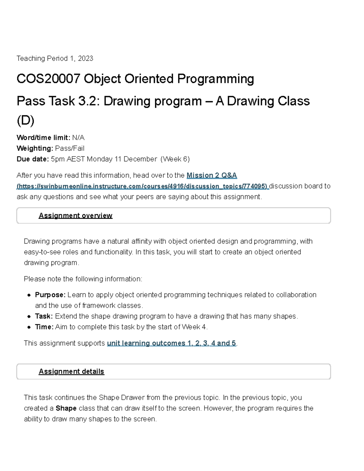 Pass Task 3 2 Drawing Program A Drawing Class D Teaching Period 1 2023 Cos20007 Object