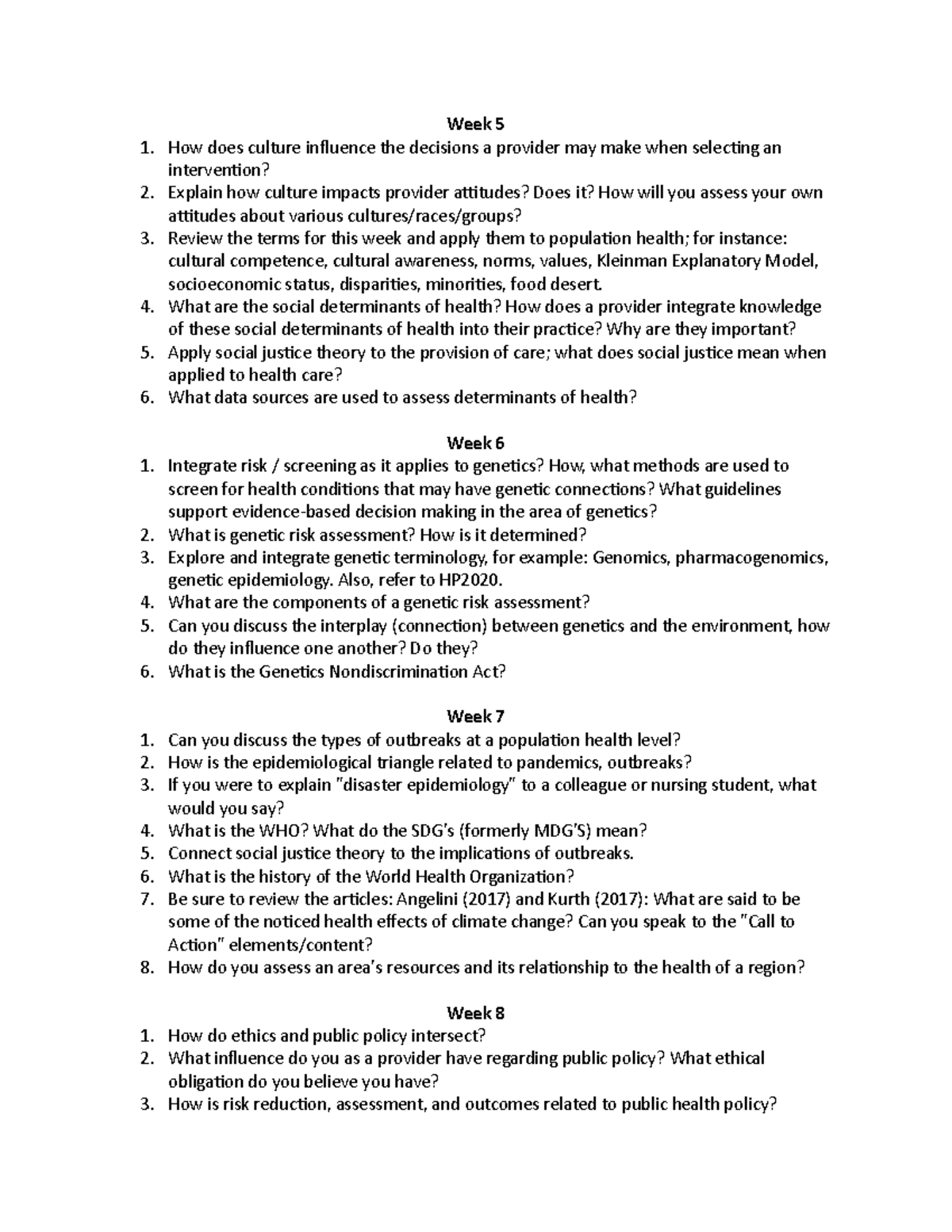 503finalreview - final review material - Week 5 How does culture ...