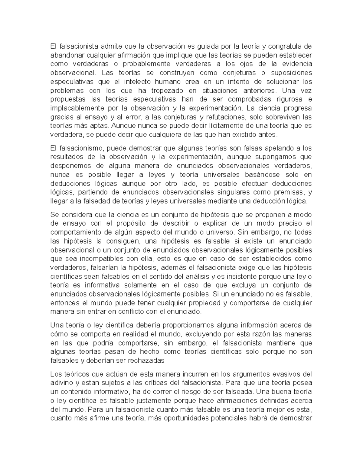 Teoría del falsacionismo de Karl Popper - El falsacionista admite que ...