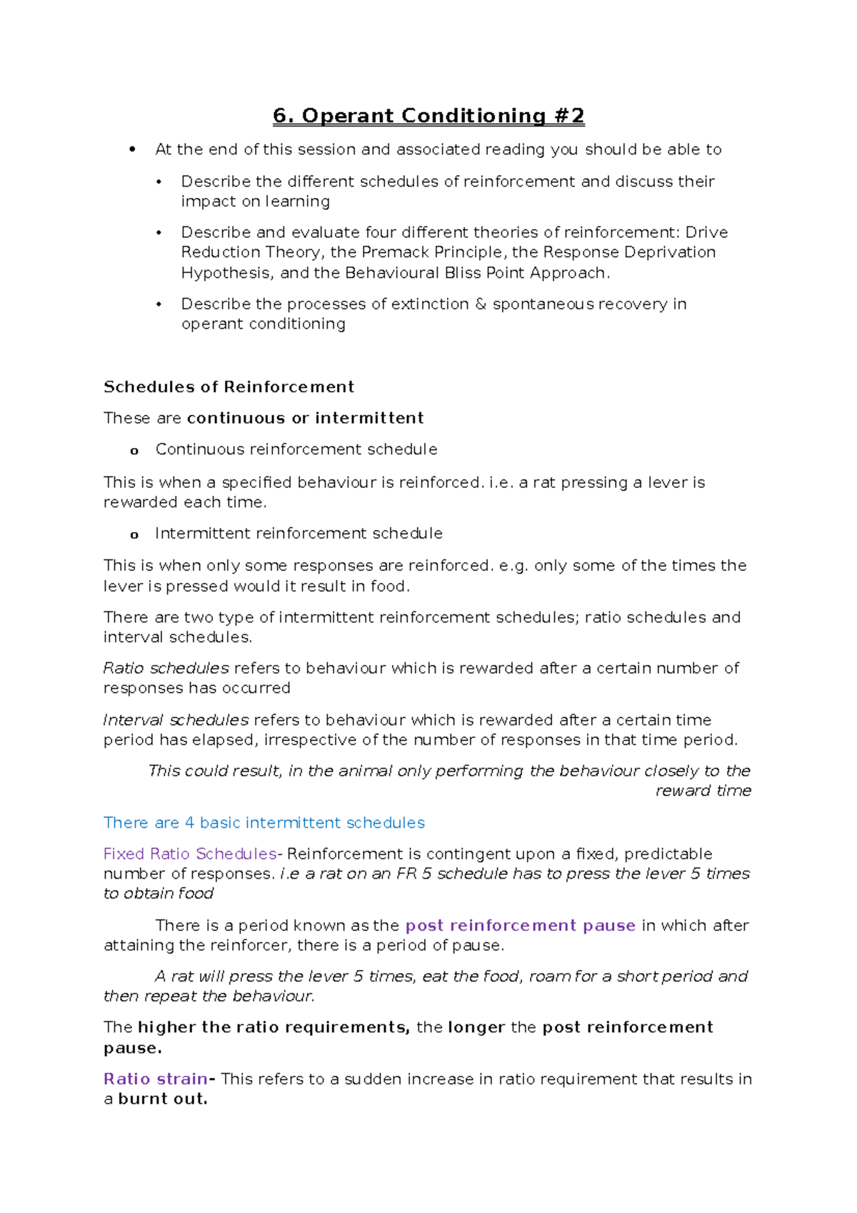 6. Operant Conditioning #2 - 6. Operant Conditioning #2 At the end of ...