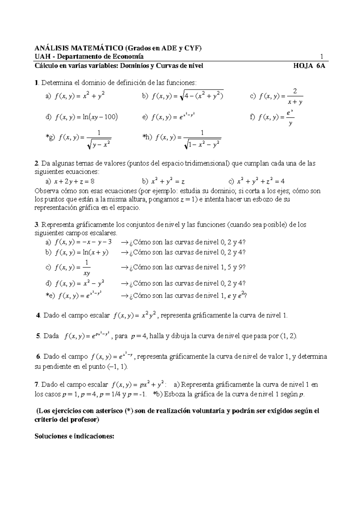 Matiig HOJA 06A Dominios y Curvas de Nivel 2012-13(1) - ANÁLISIS ...