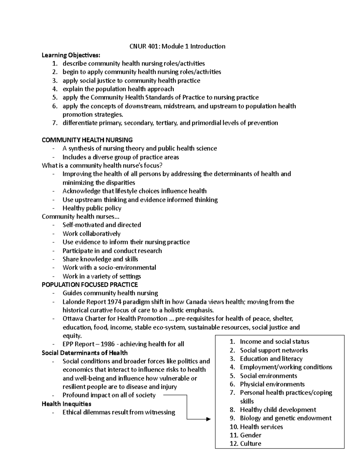 Mod 1 - Lecture notes Module 1 - CNUR 401 - UR - Studocu