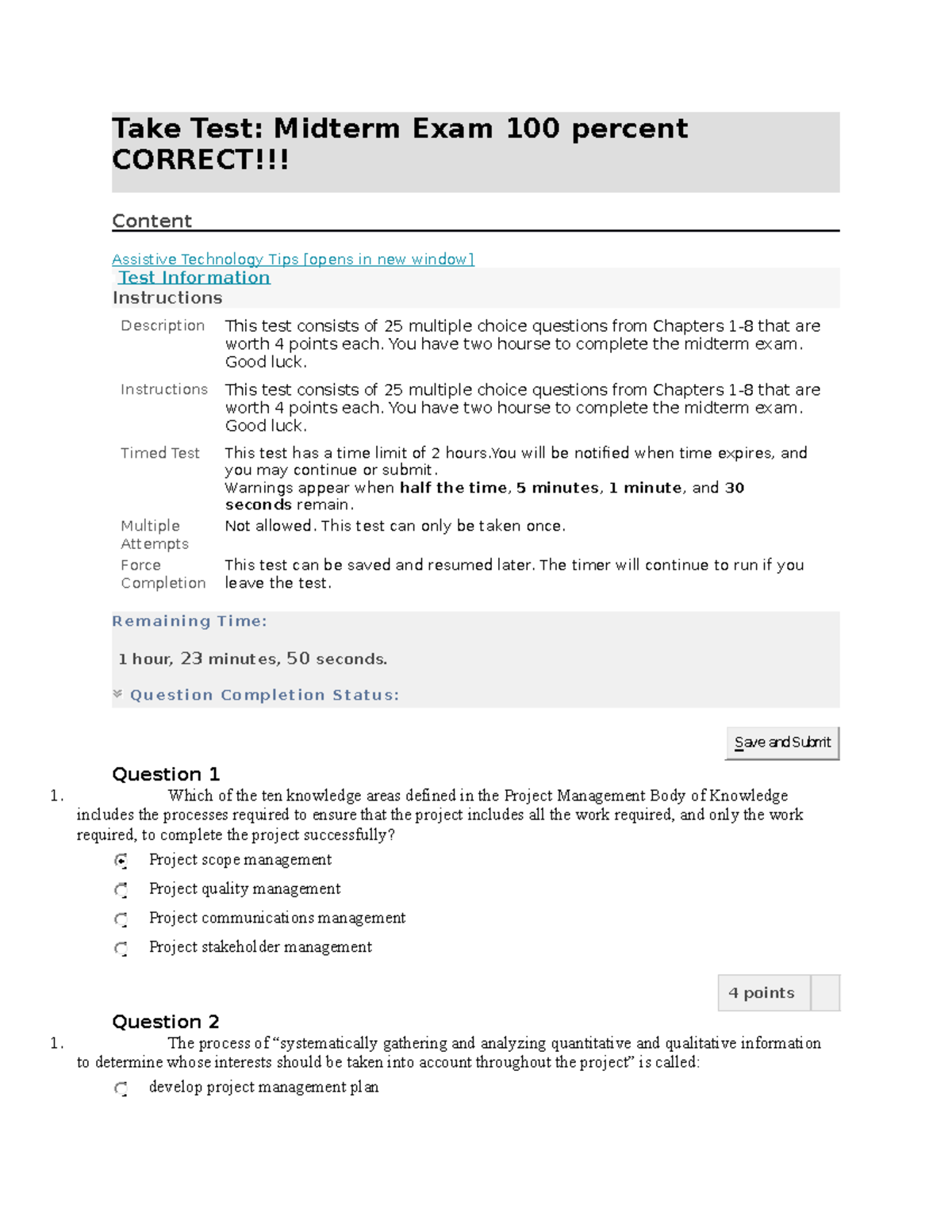 Final Exam Answers - Take Test: Midterm Exam 100 percent CORRECT ...