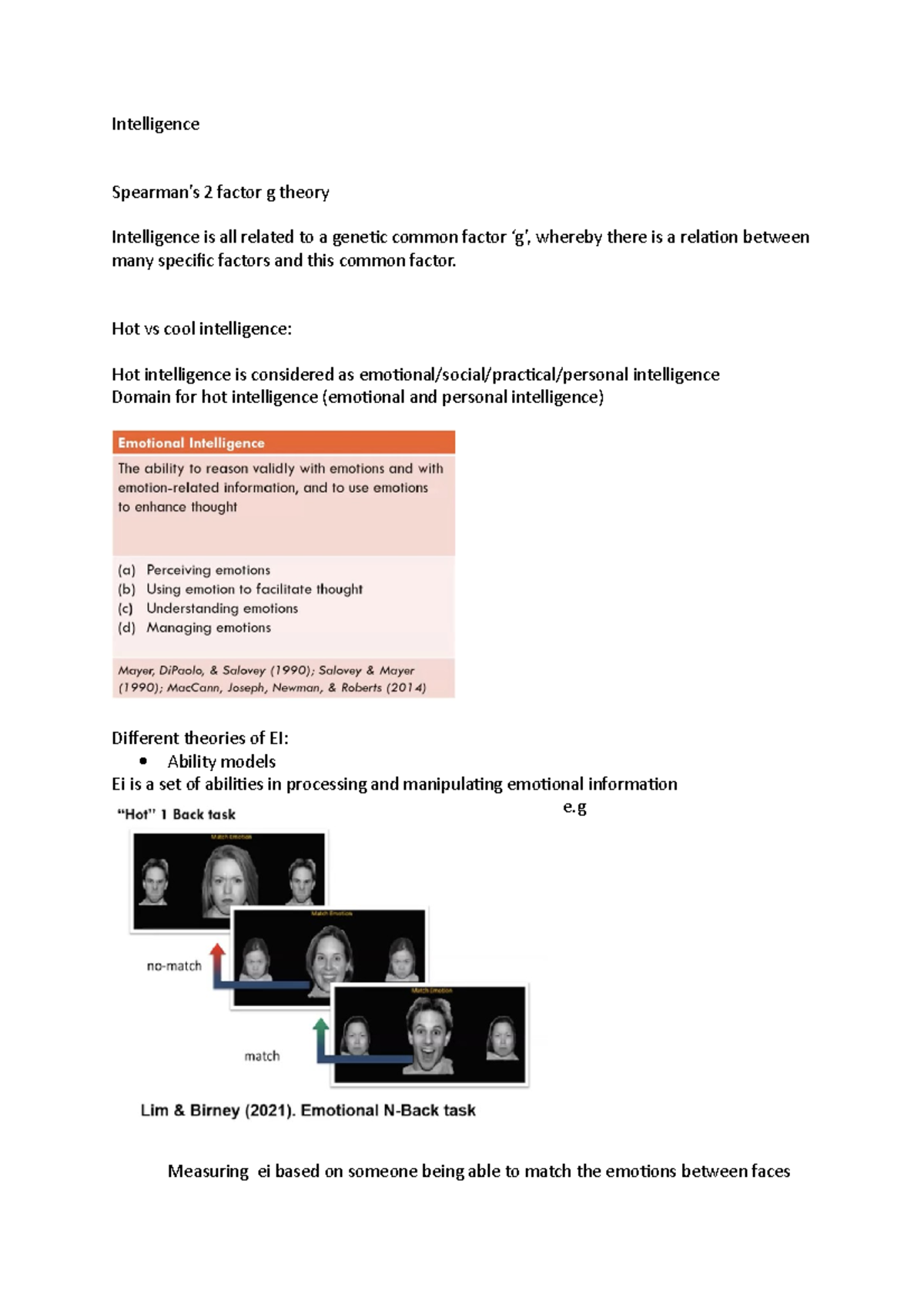 Intelligence - Intelligence Spearman’s 2 factor g theory Intelligence ...