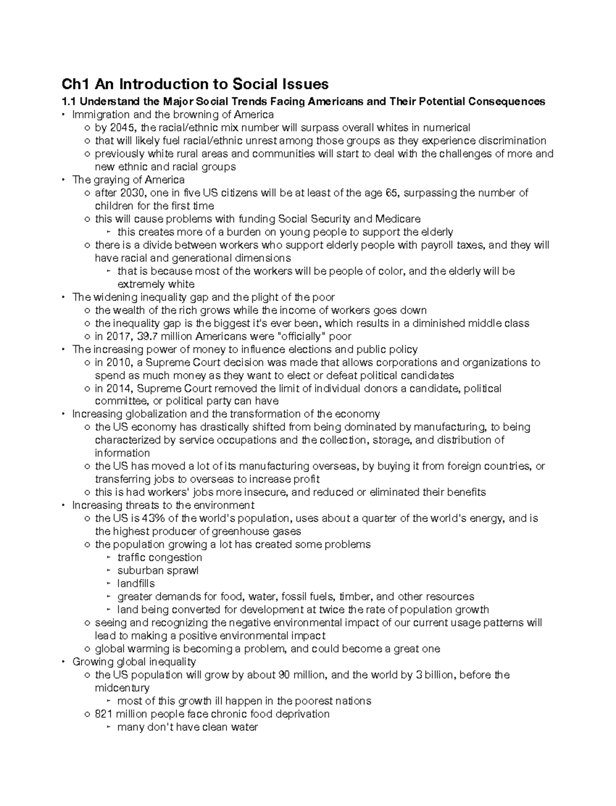 SP Ch 1 reading notes - Ch1 An Introduction to Social Issues 1 ...