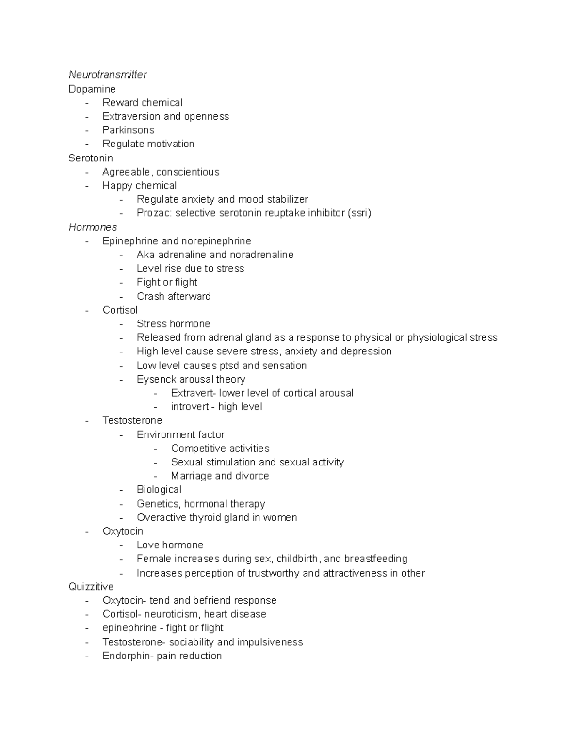 Module 3 personality - review test - Neurotransmitter Dopamine - Reward ...