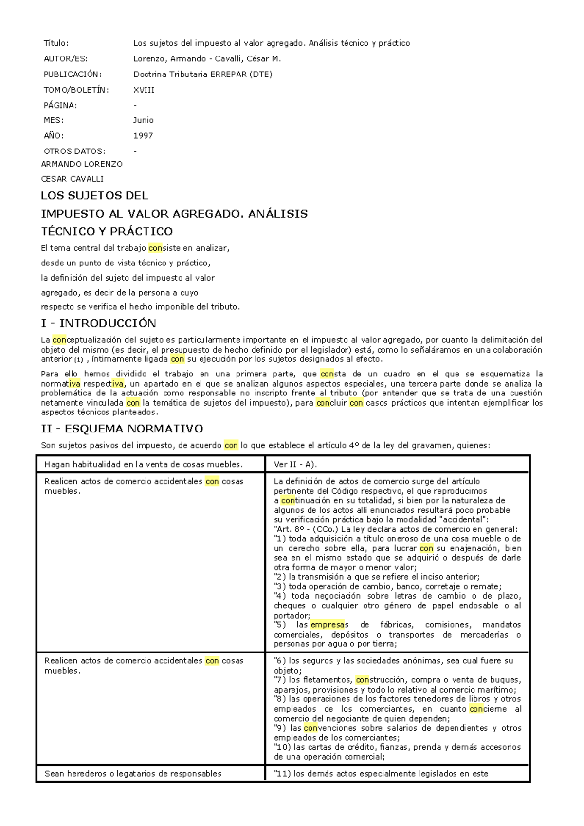 1997 Sujetos IVA - Ley - Título: Los sujetos del impuesto al valor ...