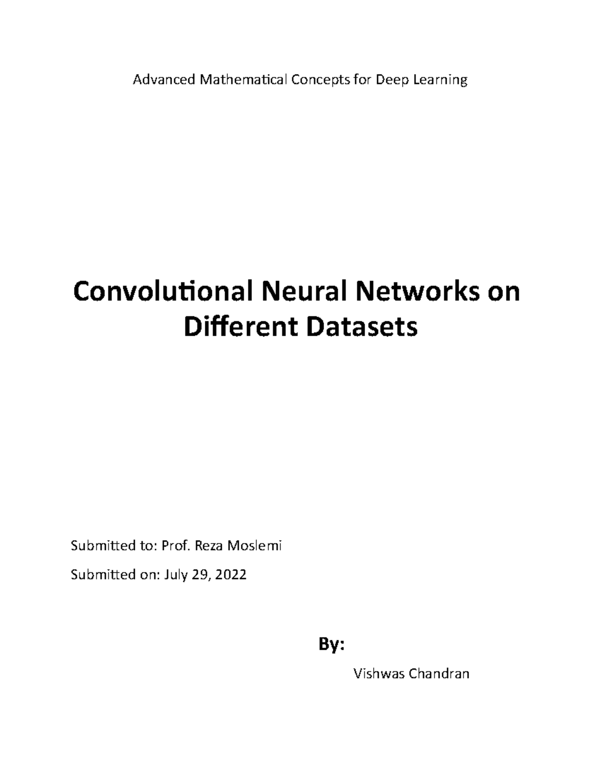 CNN individual assignment - Advanced Mathematical Concepts for Deep Learning Convolutional ...