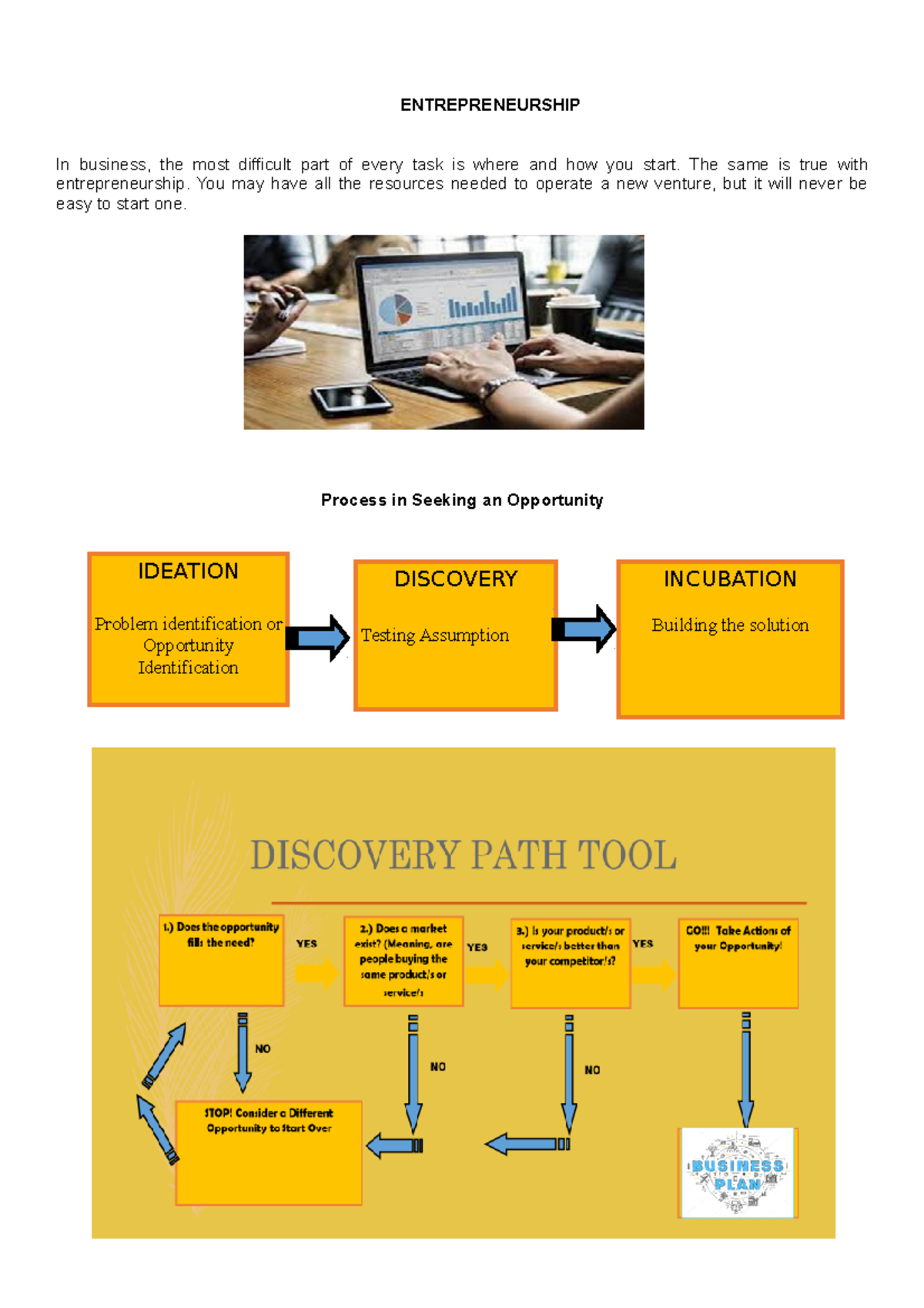 Notes on Entrep Seeking Opportunity using the Discovery Path Tool ...