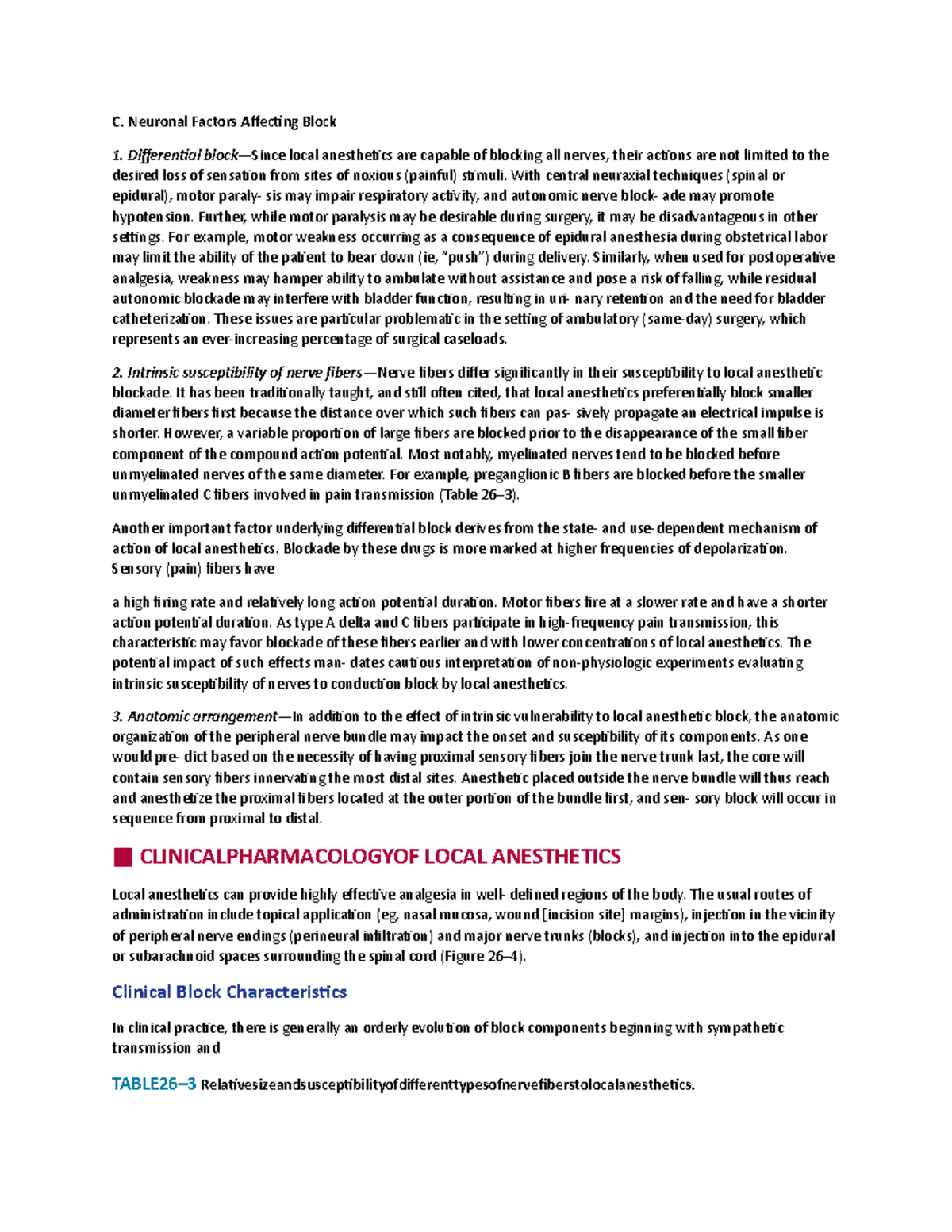 Pharmacology notes 32 - C. Neuronal Factors Affecting Block ...