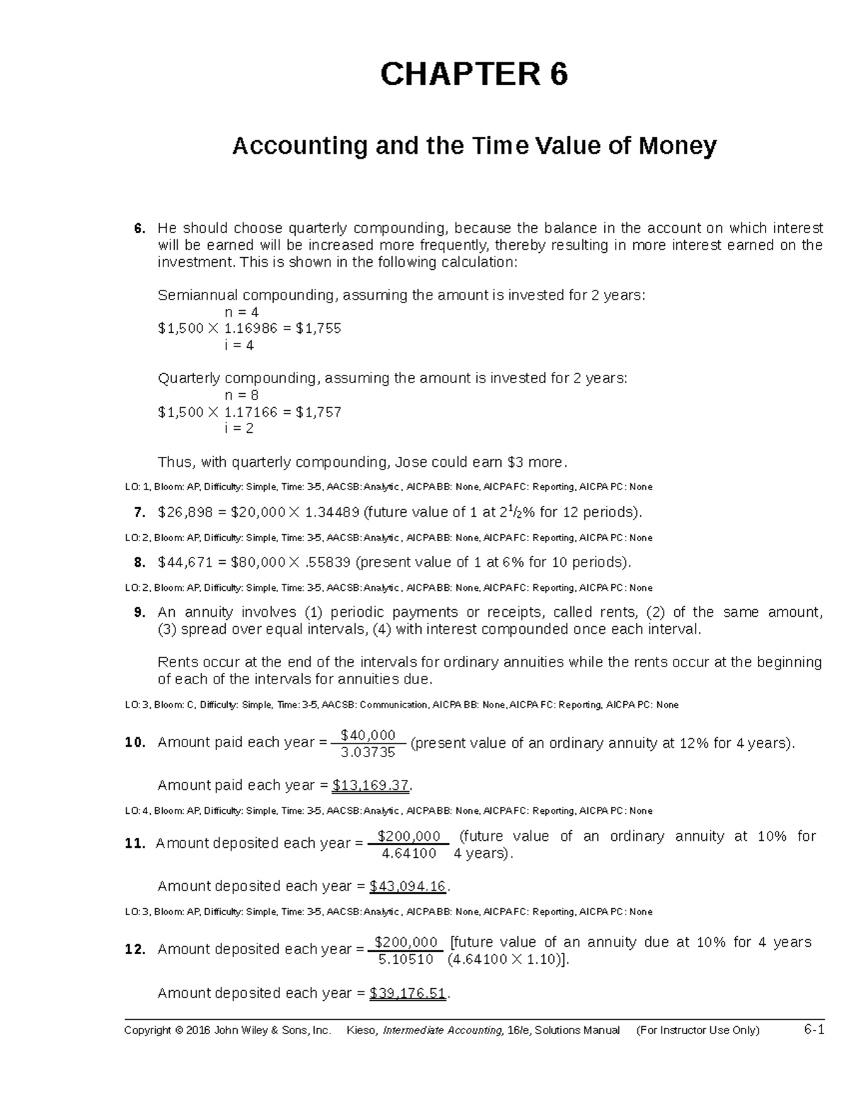 Chapter 6 Homework - CHAPTER 6 Accounting and the Time Value of Money 6 ...