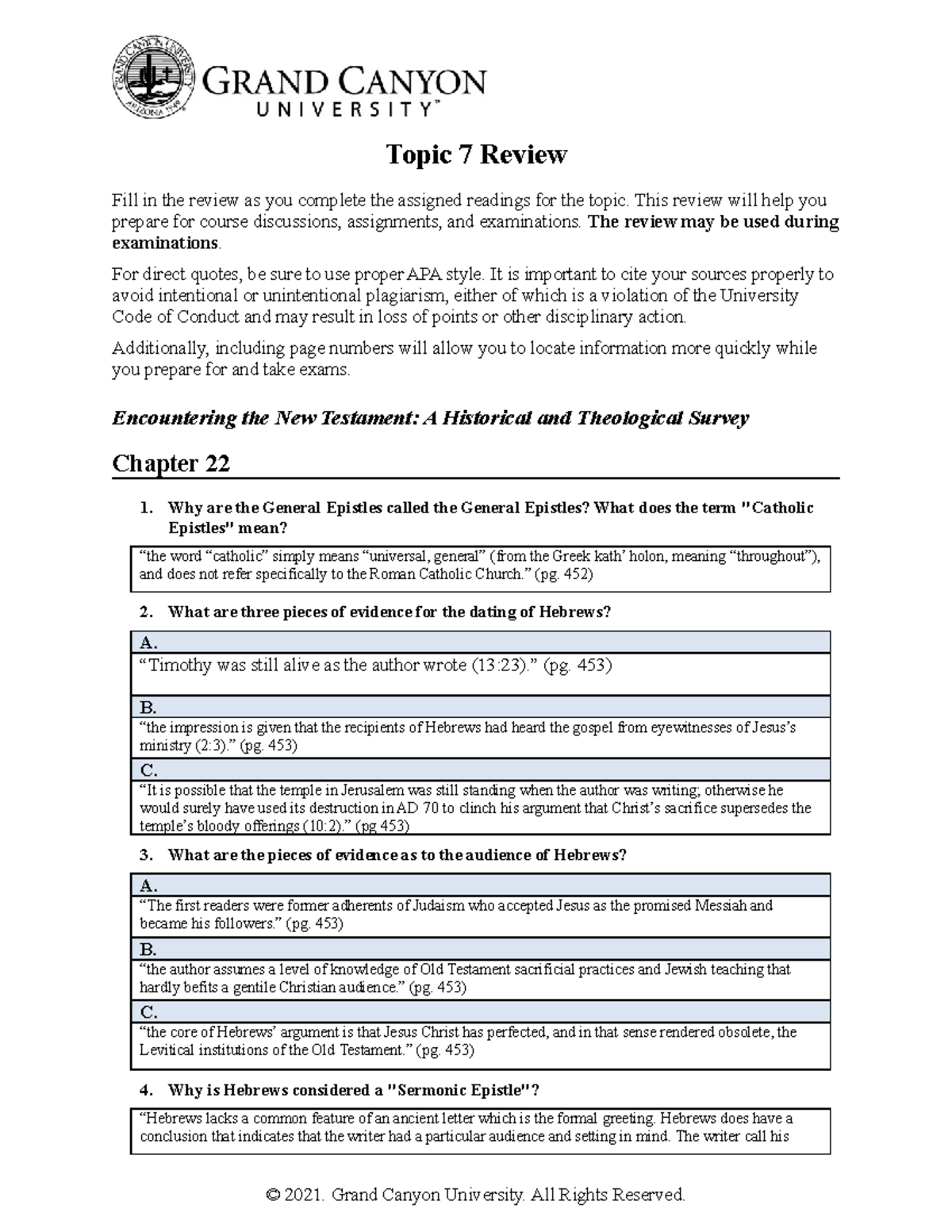 BIB 107 RS T7Review - This is the study guide for topic 7 week 7 ...