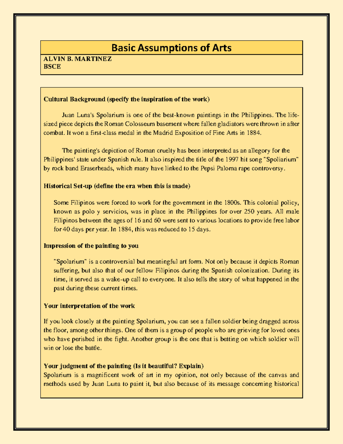 Basic Assumptions of Arts - Basic Assumptions of Arts ALVIN B. MARTINEZ ...