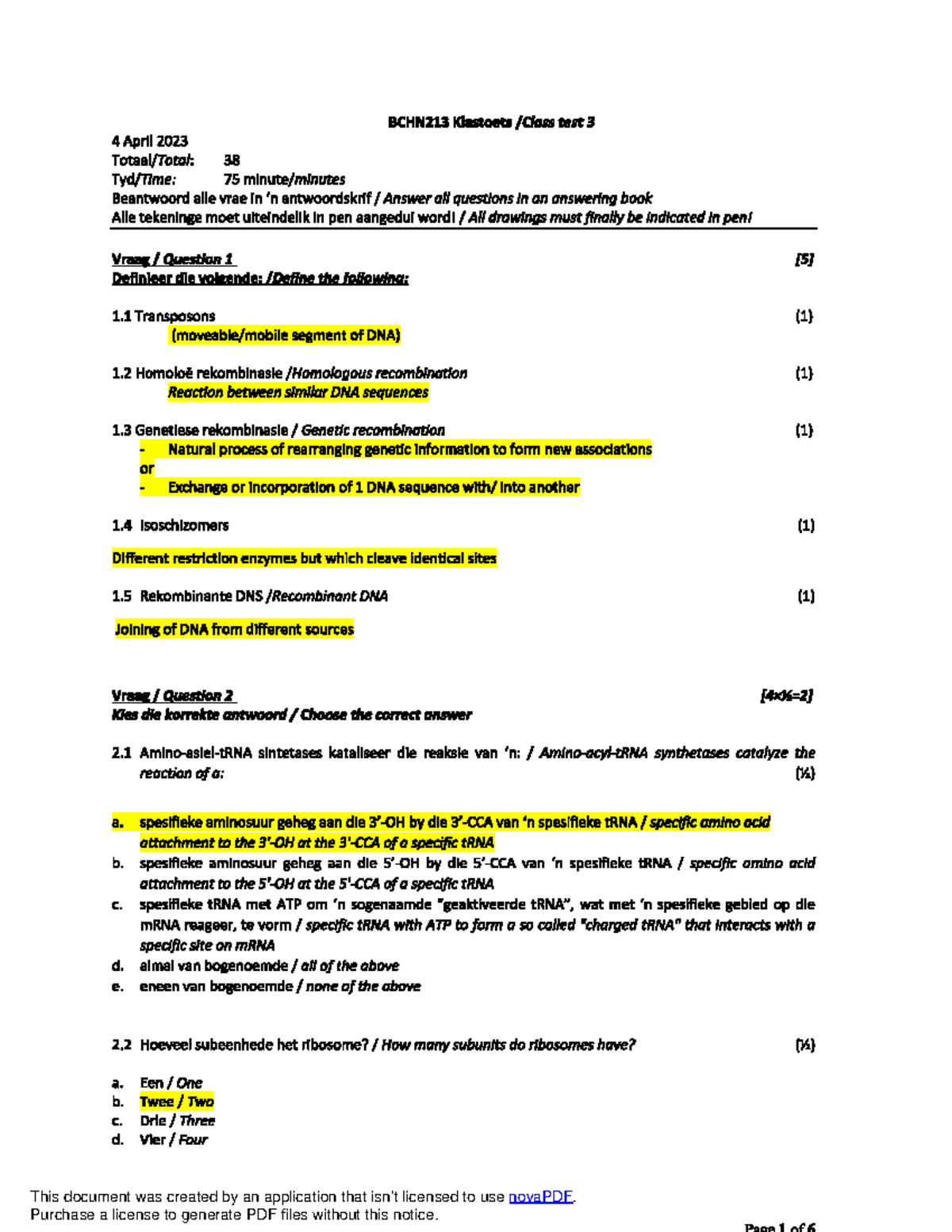 BCHN 213 SU 5 AND 6 2023 T3memo - BCHN 213 - Studocu