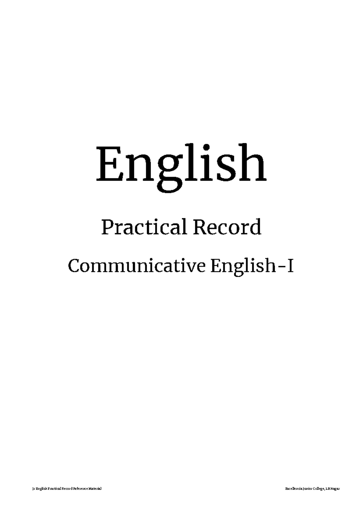 English record 2 - English Practical Record Communicative English-I ...