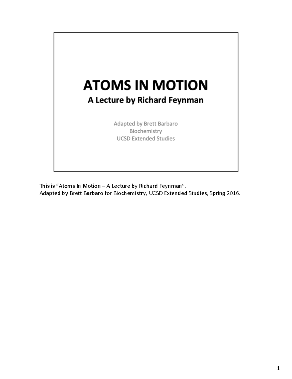 00 Atoms in Motion - This is “Atoms In Motion – A Lecture by Richard ...