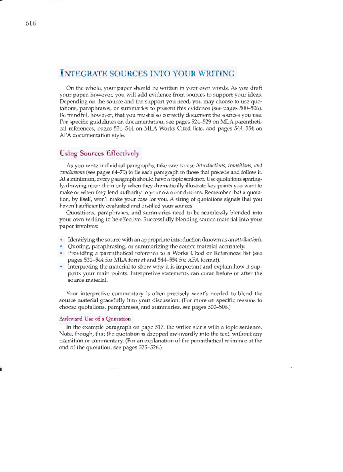 Integrate Sources into Your Writing - 516 INTEGRATE SOURCES INTO YOUR ...