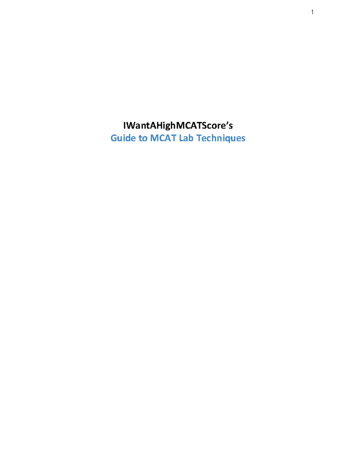 Mcat Lab Techniues Not Math Sorry Iwantahighmcatscore S Guide To