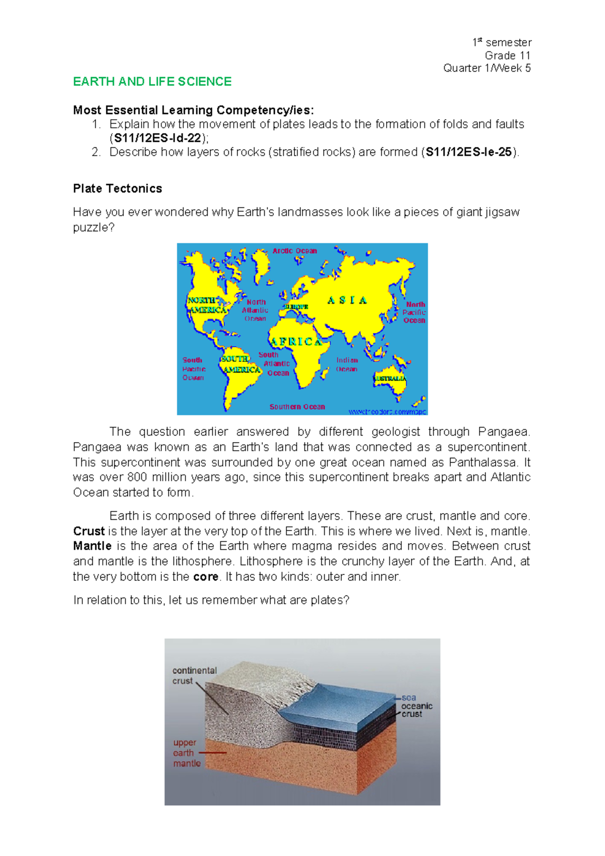 Handout Week 5 - Grade 11 Quarter 1/Week 5 EARTH AND LIFE SCIENCE Most ...