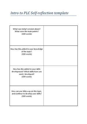 Self reflection template week 28 - Self-reflection template Use the ...