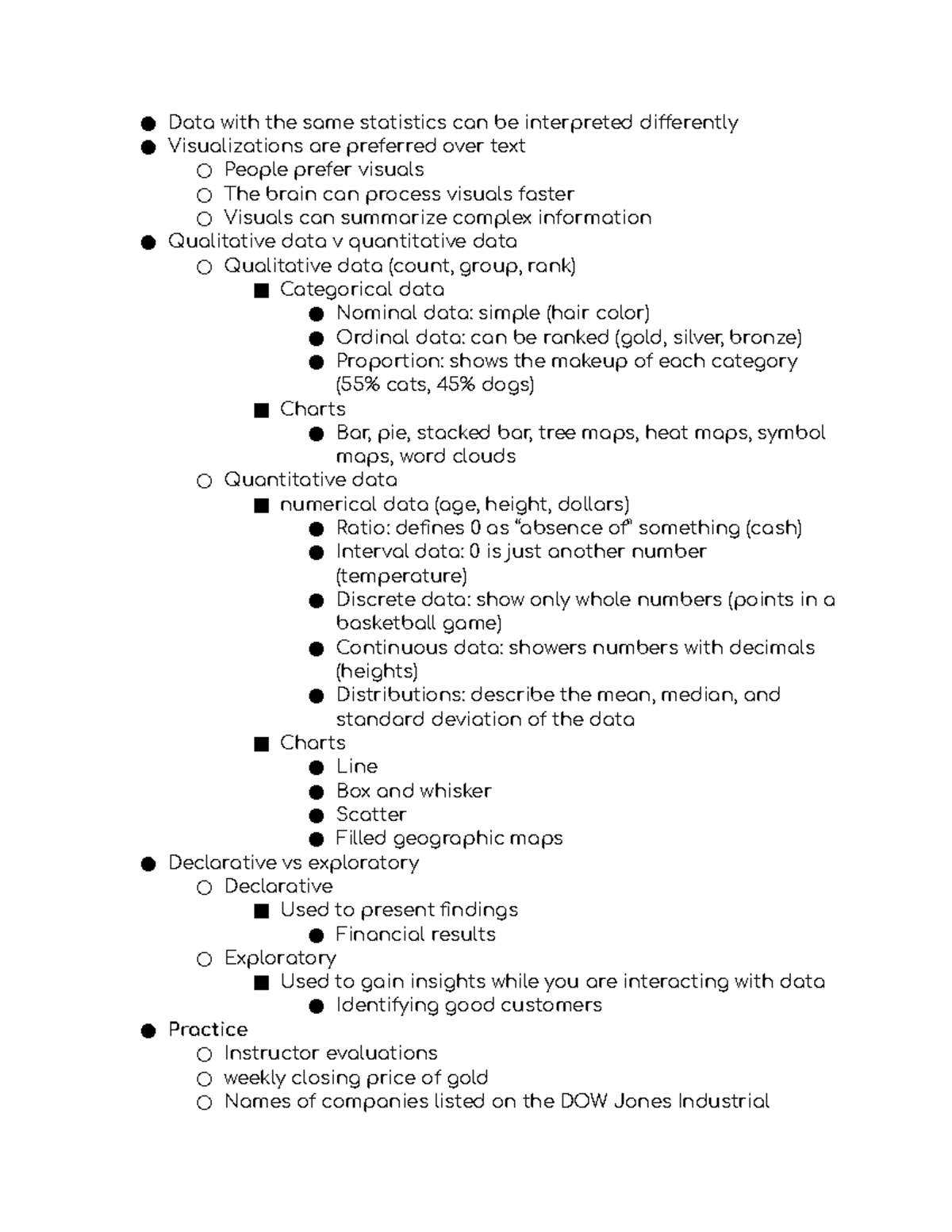 Chapter 4 - notes! - Data with the same statistics can be interpreted ...