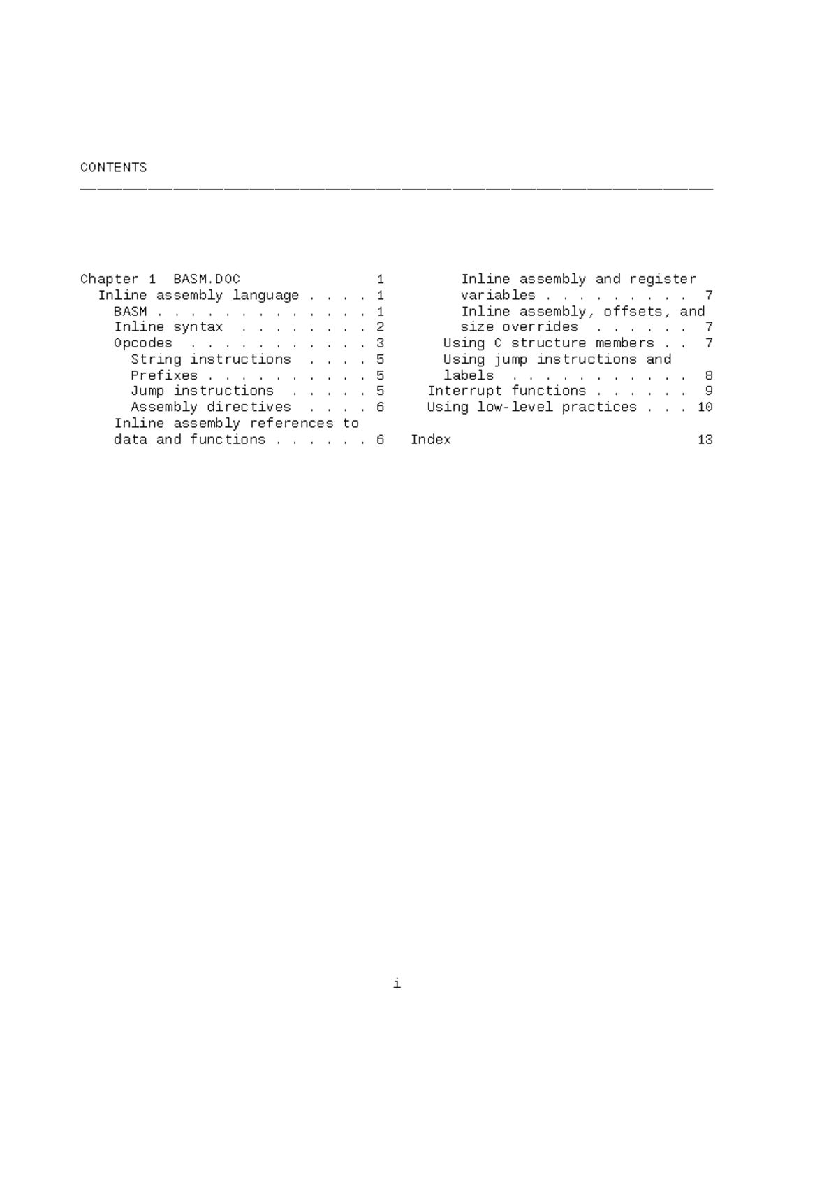 BASM - Yes - CONTENTS