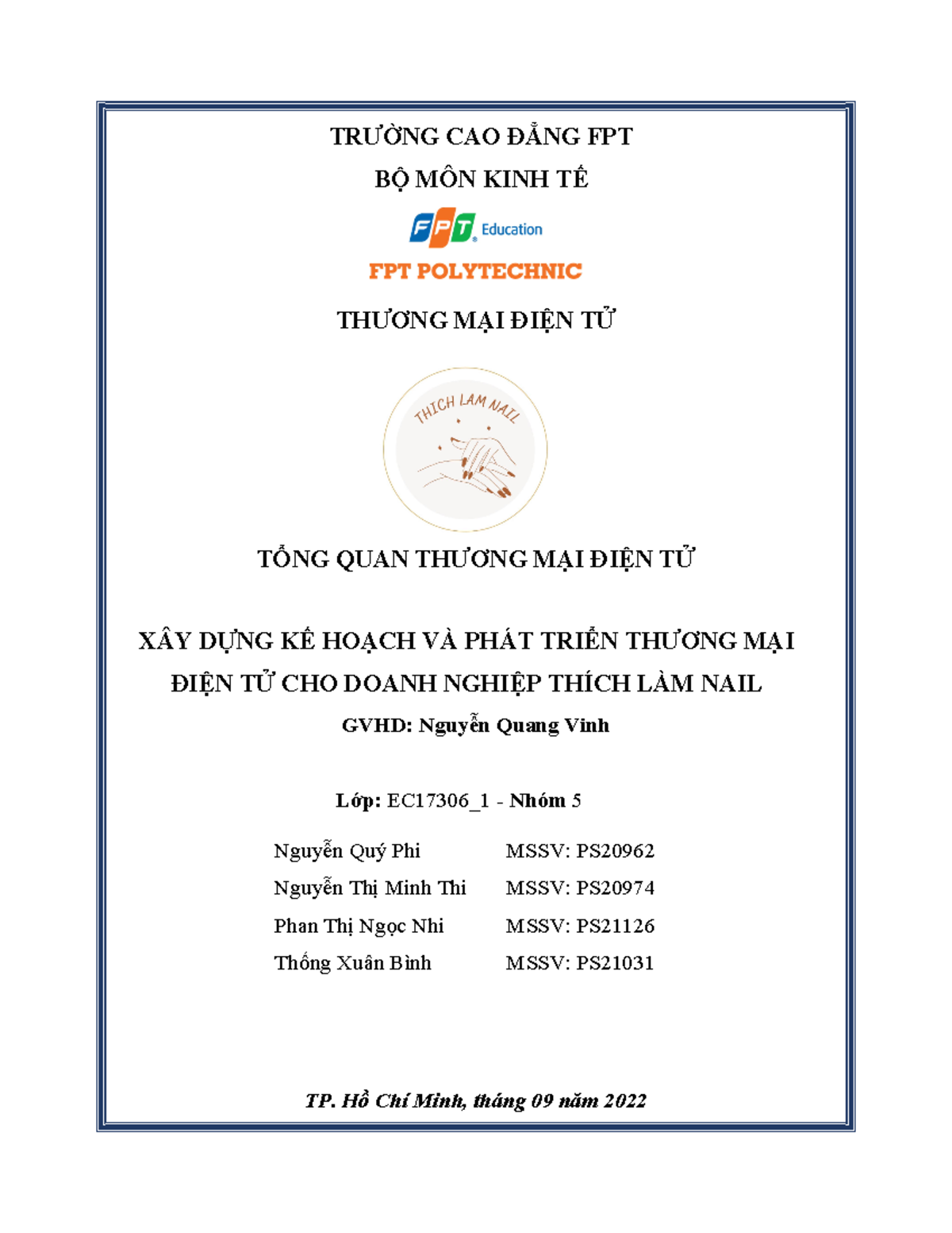 ASM TỔNG Quang TMĐT Nhóm 5 - TRƯỜNG CAO ĐẲNG FPT BỘ MÔN KINH TẾ THƯƠNG ...